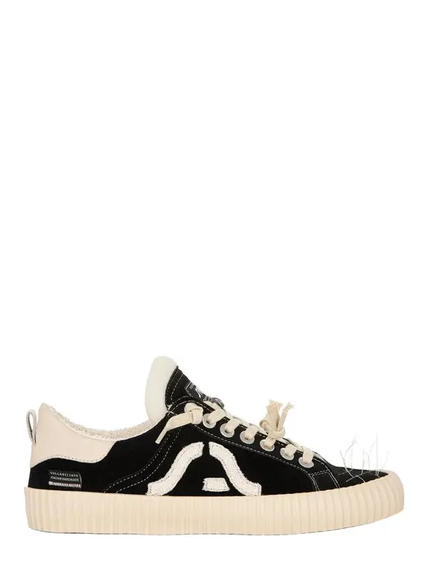 SPRINGA | UNIQUE VULCANIZED SNEAKERS ITALIAN HANDMADE Wavy Suede Embroidery Sneakers - Black