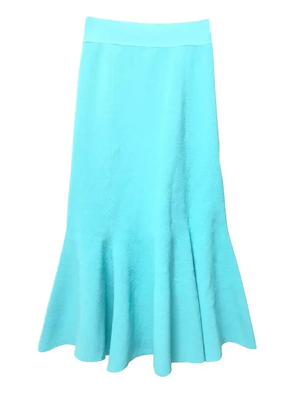 ARTO. Be Blossom Flared Maxi Knitted Skirt - Blue