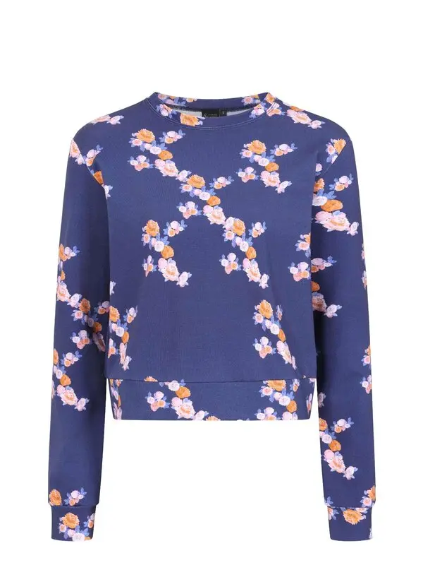SOPHIE CAMERON DAVIES Navy Floral Cotton Sweatshirt - Blue