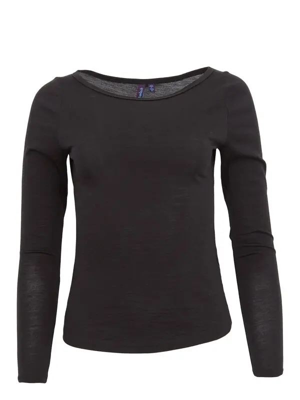 LORDS OF HARLECH Carly Merino Long Sleeve Crewneck Shirt - Black