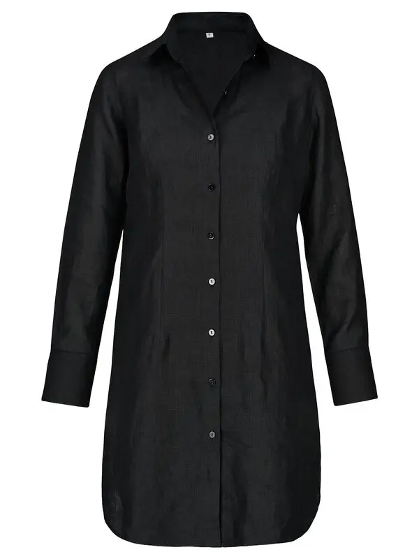 ANTRA DESIGNS The Classic Linen Shirt Dress - Black