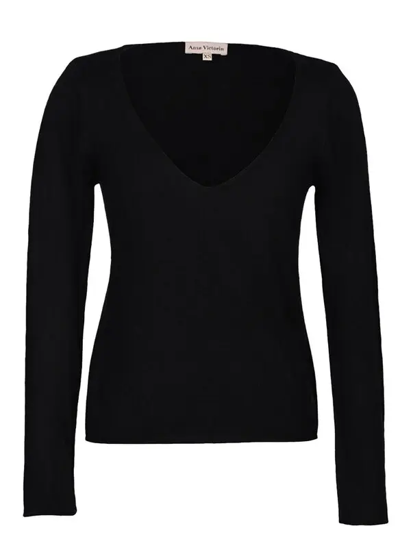 ANSE VICTORIN Odette Silk Cashmere Pullover - Black