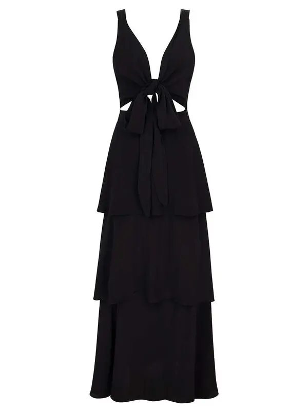 POLKO Sia Convertible Tiered Dress - Black