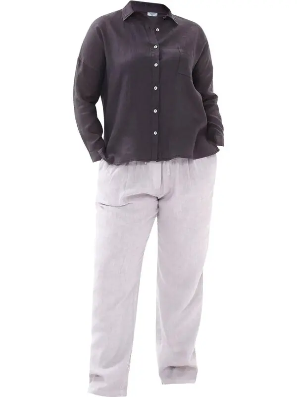 Haris Cotton Plus Knot Waist Pocket Patched Linen Pants - White