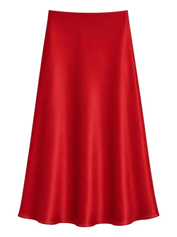NOCTURNE Pleated Midi Skirt - Red
