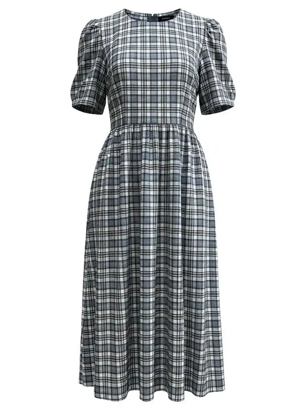 BEIRA Flora Dress – Check Cotton - Blue