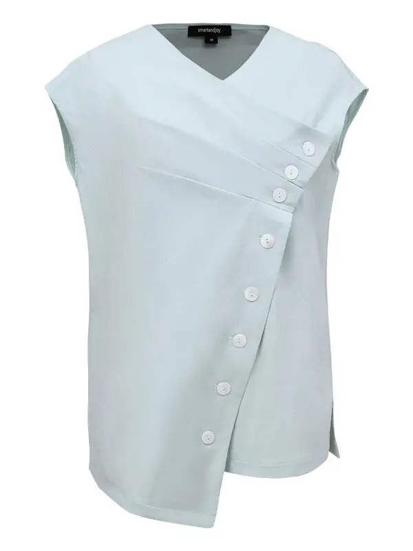 SMART AND JOY Double Breasted Pleated Asymmetric Top Mint - Green