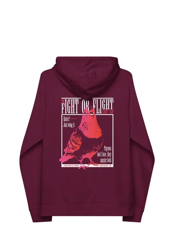 ANCHOR & CREW Burgundy Eight Fight Or Flight Club Editions Organic Cotton Hoodie - Red