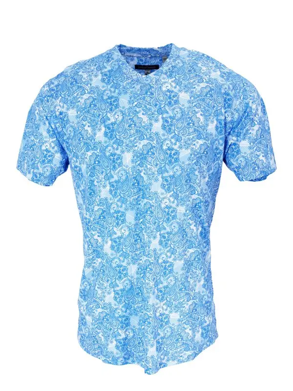 LORDS OF HARLECH Maze Paisley Wave Shirt - Blue