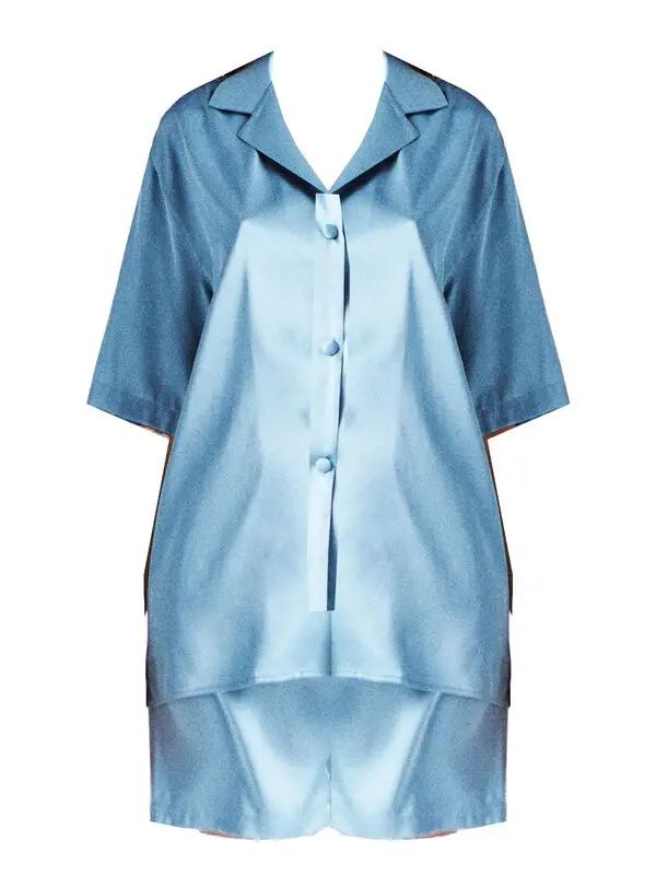 NOBLESSE OBLIGE Soft Revere Collar Sleep Shirt - Blue