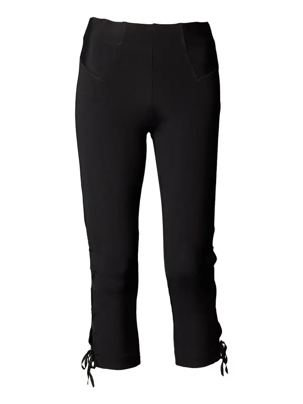 LOVE AND NOSTALGIA Sarah Lace Up Capri Legging - Black
