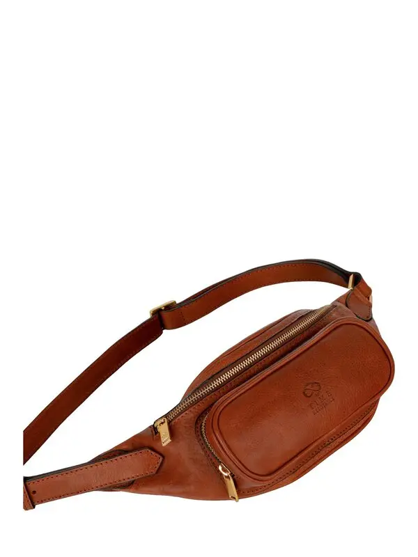 TIME RESISTANCE Leather Sling Bag Belly Bag In Cognac Independent People - Brown