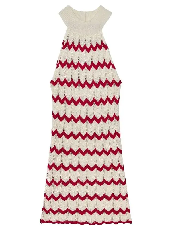 THISISU COLLECTION Bellina Zigzag Beachwear Knit Dress - Red