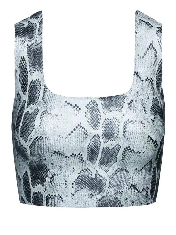 Commando Faux Leather Crop Top In Fog Python - Silver