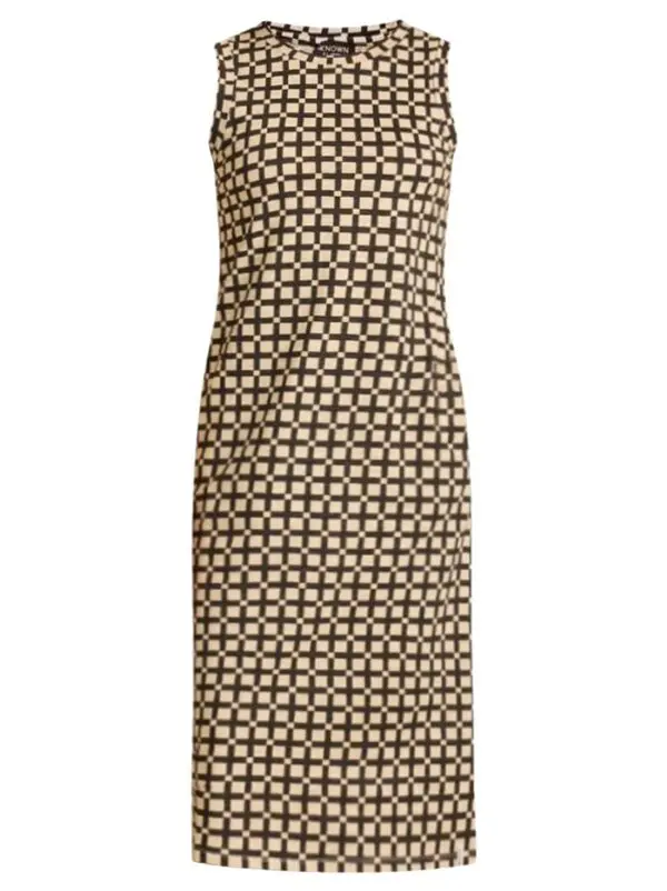 KNOWN SUPPLY Checkered Midi Dress Sasha Eucalyptus Check - Black