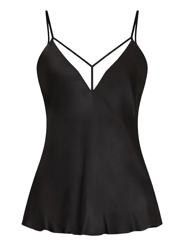 NISSA Tulle-insert Viscose Top - Black
