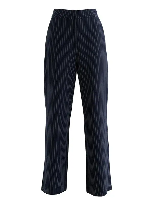 LOUCHE Tilde Navy Pinstripe Straight Leg Trouser - Blue
