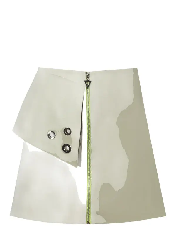 MIRIMALIST Olive Leather Mini Skirt - Green