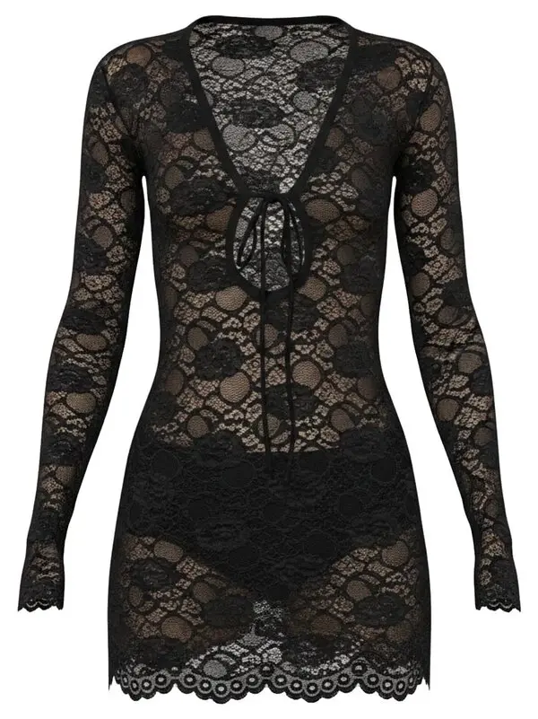 ALOMA STUDIO Améthyste Mini Mesh Dress Lace - Black