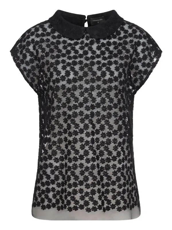 MARIANNA DÉRI Lace Blouse With Floral Embroidery - Black