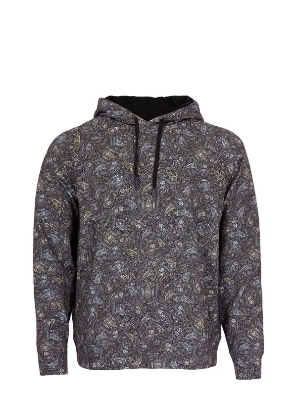 LORDS OF HARLECH Hank Madrid Paisley Hoodie Smoke - Grey