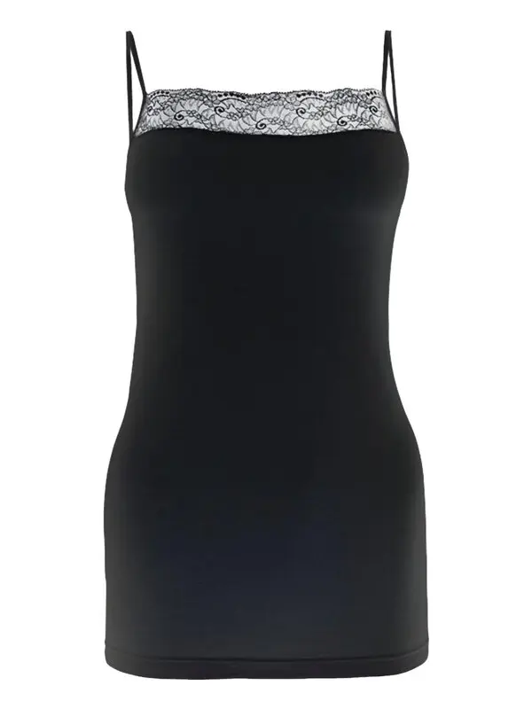 ZD ZERO DEFECTS Afrodita Lace Spaghetti Top – Soy Fiber Softness & Elegance Color - Black