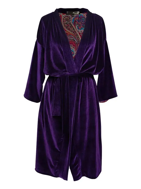JENNAFER GRACE Plum Velvet Reversible Koi Kimono - Purple