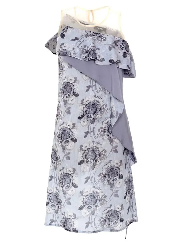 SMART AND JOY Asymmetric Flower Print Dress- & Purple - Pink