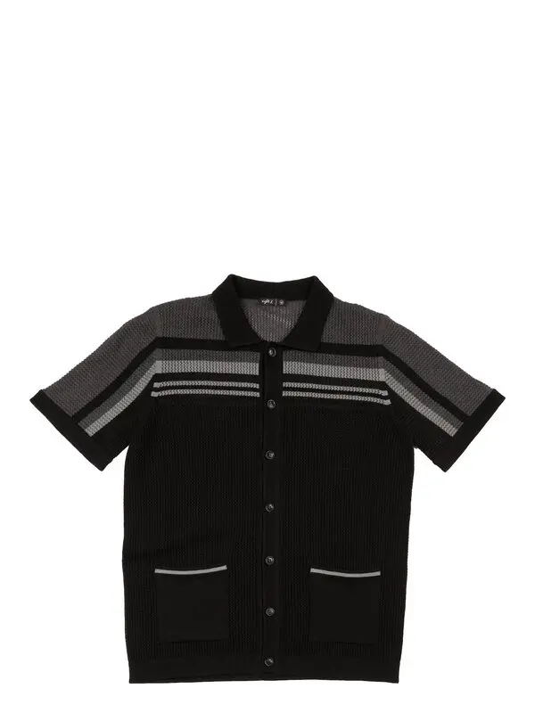 EIGHT X Foundation Crochet Button Up Shirt - Black