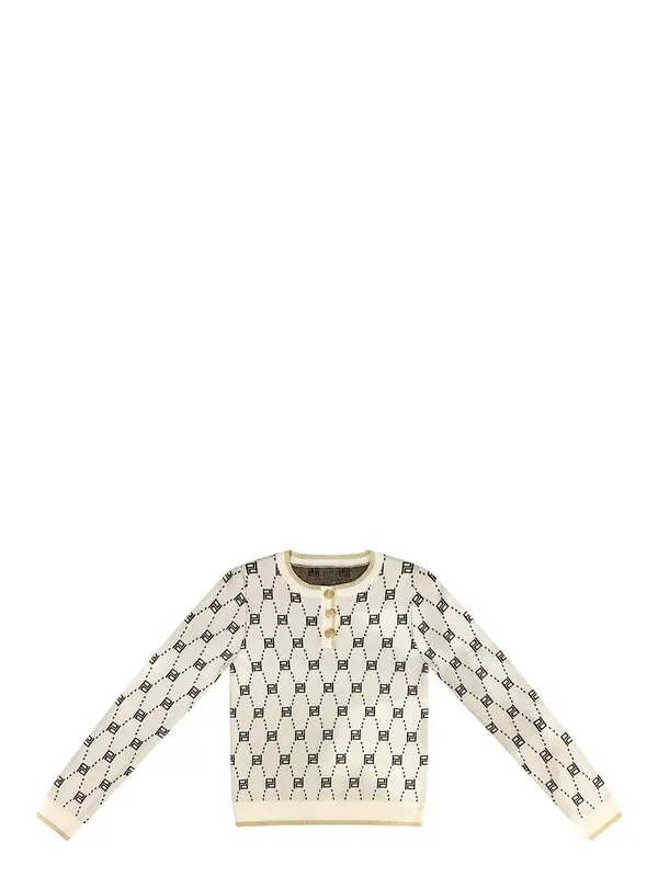 ROCH PEREL Monogrammed Gold Edged Sweater - White