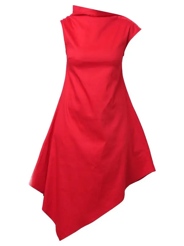 METAMORPHOZA Elegant Asymmetrical Dress - Red