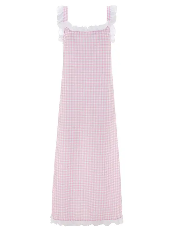 LOVE LETTERS X Pink / White Dolce Gingham Rosa Sleep Dress Long - Pink/white