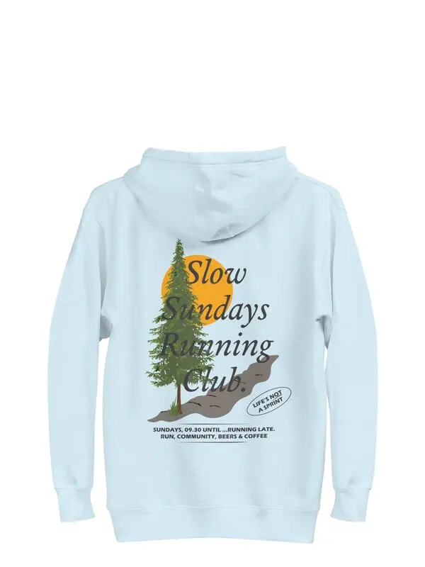 ANCHOR & CREW Sky Mountain Pine Slow Sundays Running Club Cotton Blend Hoodie - Blue