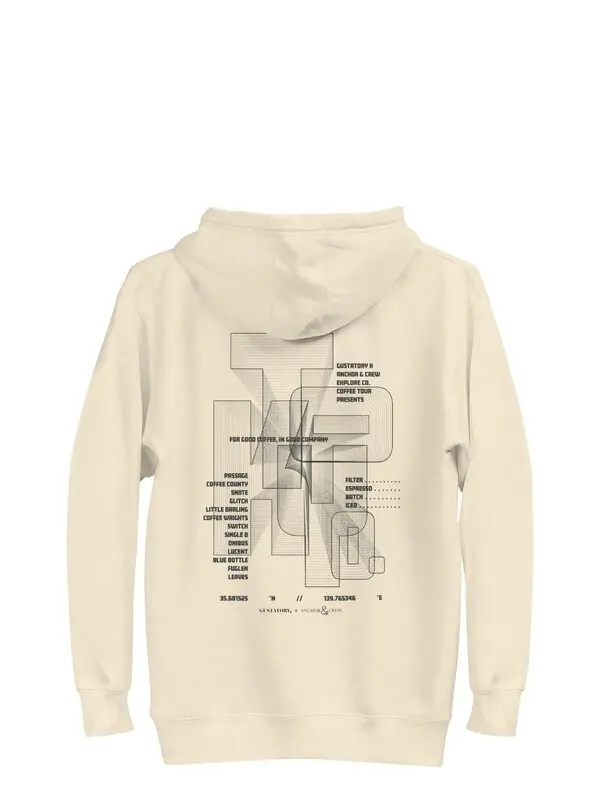 ANCHOR & CREW Neutrals Natural Gustatory Tokyo Coffee Scene Cotton Blend Embroidered Hoodie - Brown