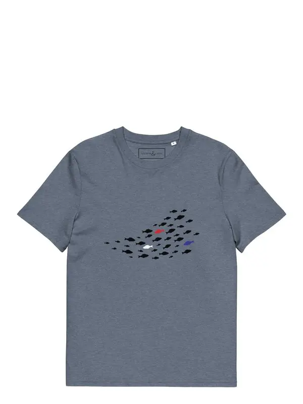 ANCHOR & CREW Heather Fish Where's William Going? Organic Cotton T-shirt - Blue
