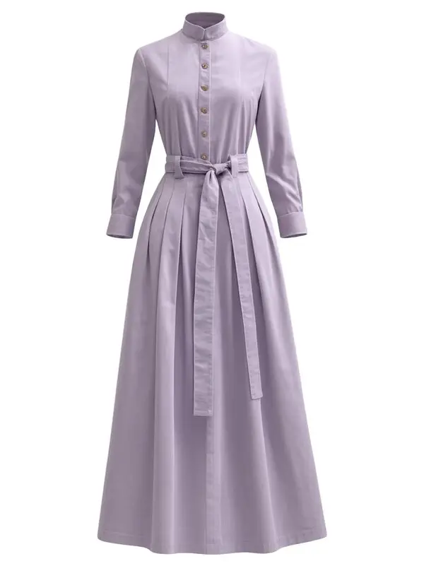 BEIRA Marina Dress Long Pleated Shirt Dress In Lilac - Purple