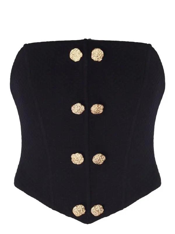 NO'DESIGN Medici Button-detail Back-tie Corset - Black