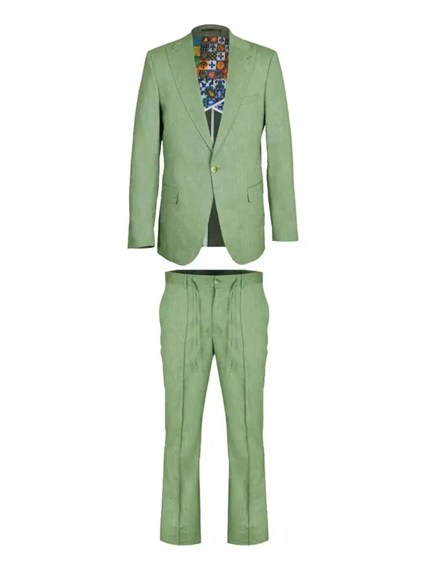 DAVID WEJ Hugo Linen Single Breasted Suit - Green