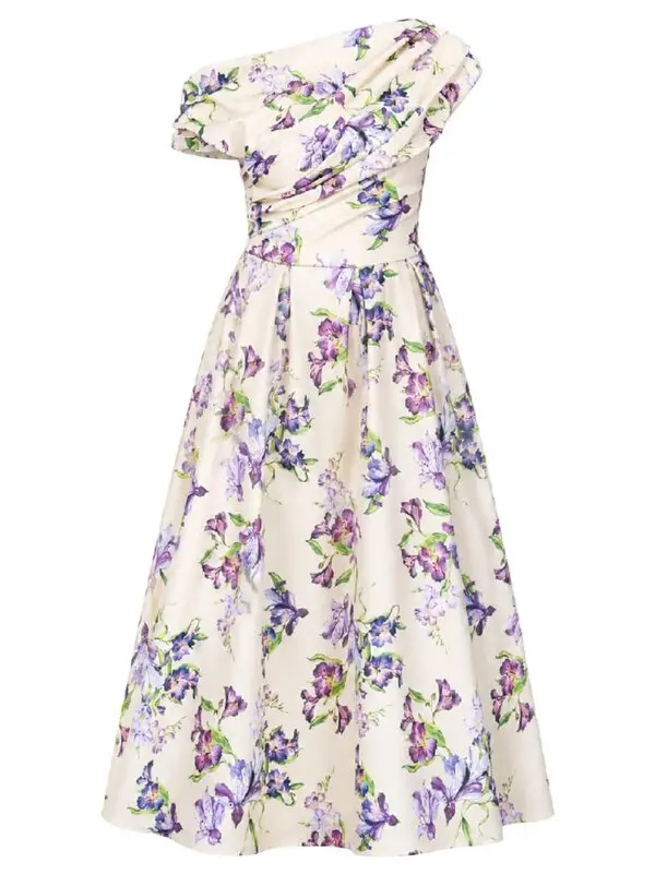 GIRL IN MIND Betty Asymmetric Midi Dress Print - Yellow
