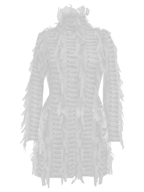 SARAH REGENSBURGER Swan Dress With Fringe Detail - White