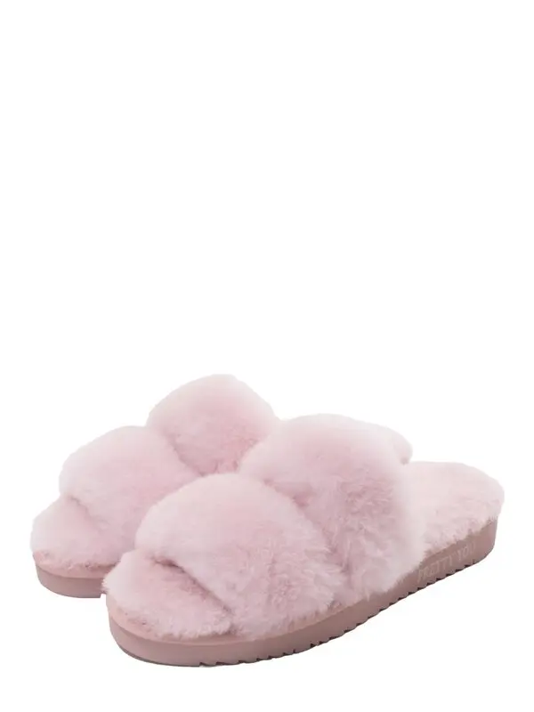 PRETTY YOU Sheepskin Slider Slipper Jinx In Rose - Pink