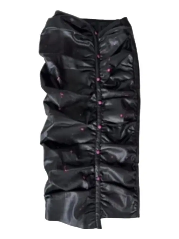 CIRCULAR PATH X Wren + Glory Ruched Vegan Leather Skirt - Black