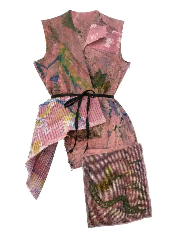 Miro Misljen Hand-painted Sleeveless Jacket - Pink/yellow
