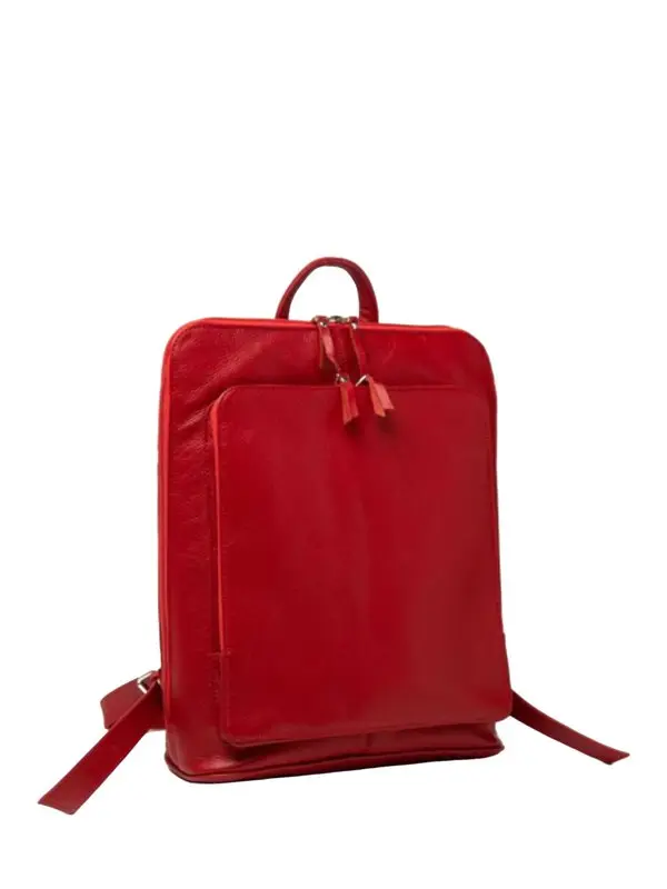 HIDES LEATHER CO. Minimal Handmade Genuine Leather Backpack Tech - Red