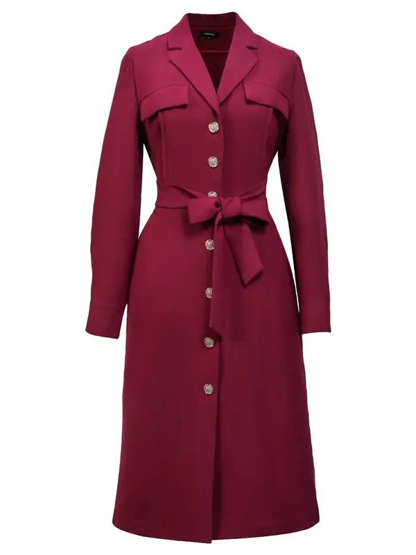 SMART AND JOY Minimalist Safari Style Dress Burgundy - Red
