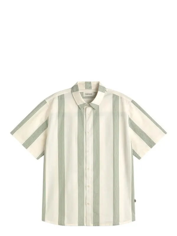 THINKING MU Tom Striped Poplin Shirt - Green