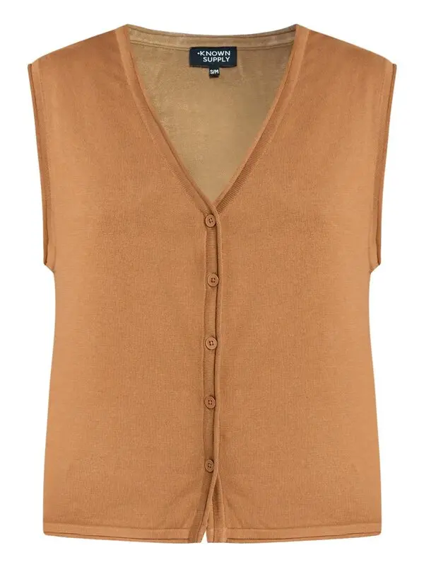 KNOWN SUPPLY Button Up Sweater Vest Perri Willow - Brown