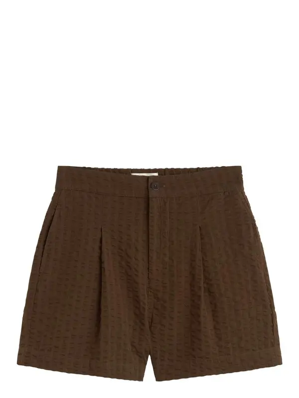 THINKING MU Seersucker Shorts Narciso - Brown