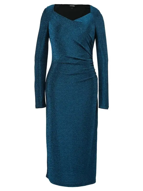 SMART AND JOY Fitted Jersey Rush Side Dress - Blue