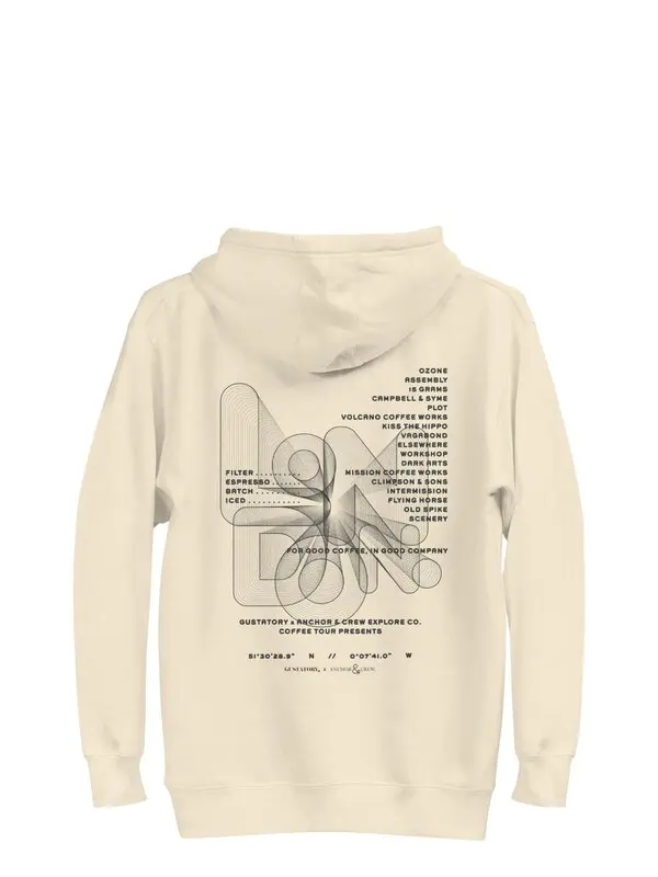 ANCHOR & CREW Neutrals Natural Gustatory London Coffee Scene Cotton Blend Embroidered Hoodie - Brown